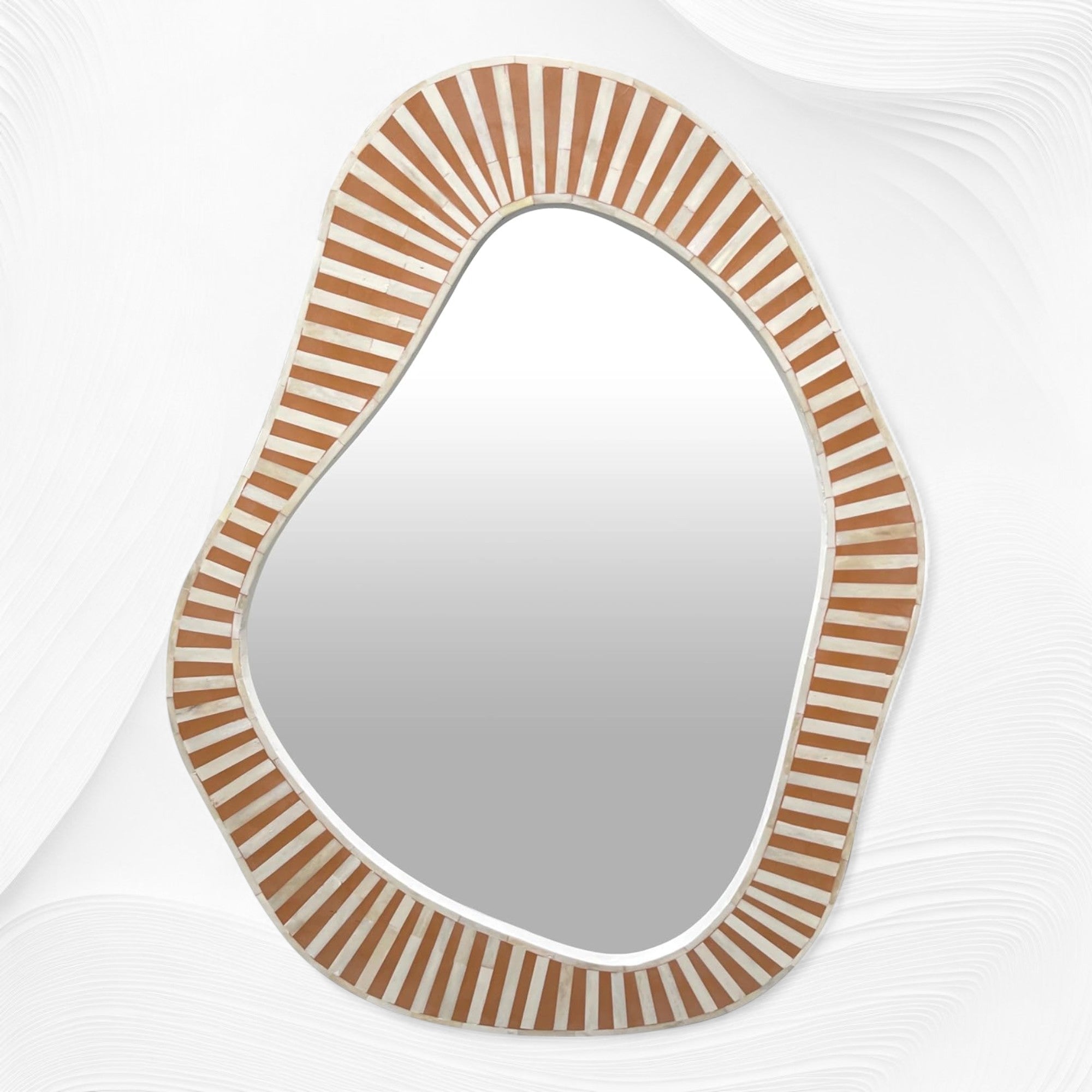 Abstract Bone Inlay Wall Mirror Almond – Luxury Handicrafts