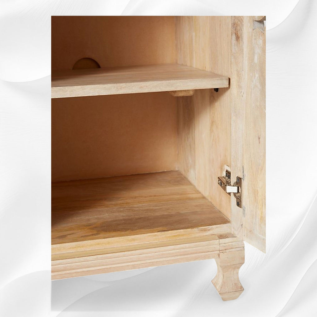 Handcarved Lotus Sideboard White Wash – Luxury Handicrafts