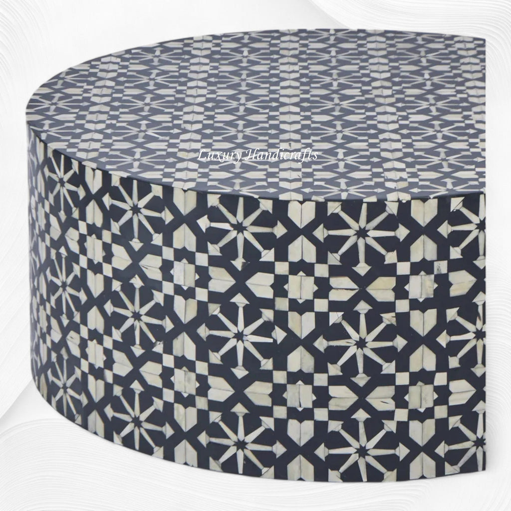 Moroccan Bone Inlay Round Center Table Black – Luxury Handicrafts