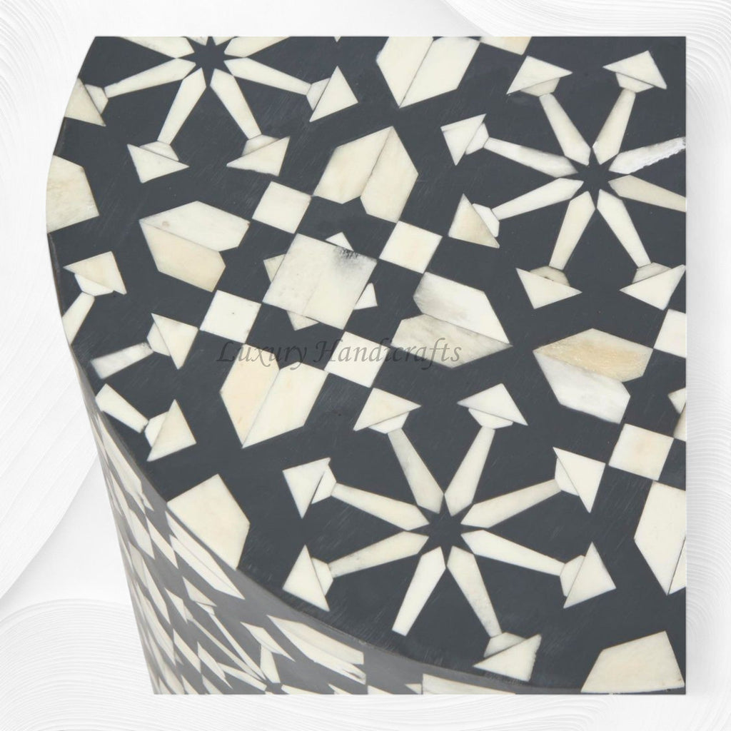 Moroccan Bone Inlay Round Side Table Black – Luxury Handicrafts