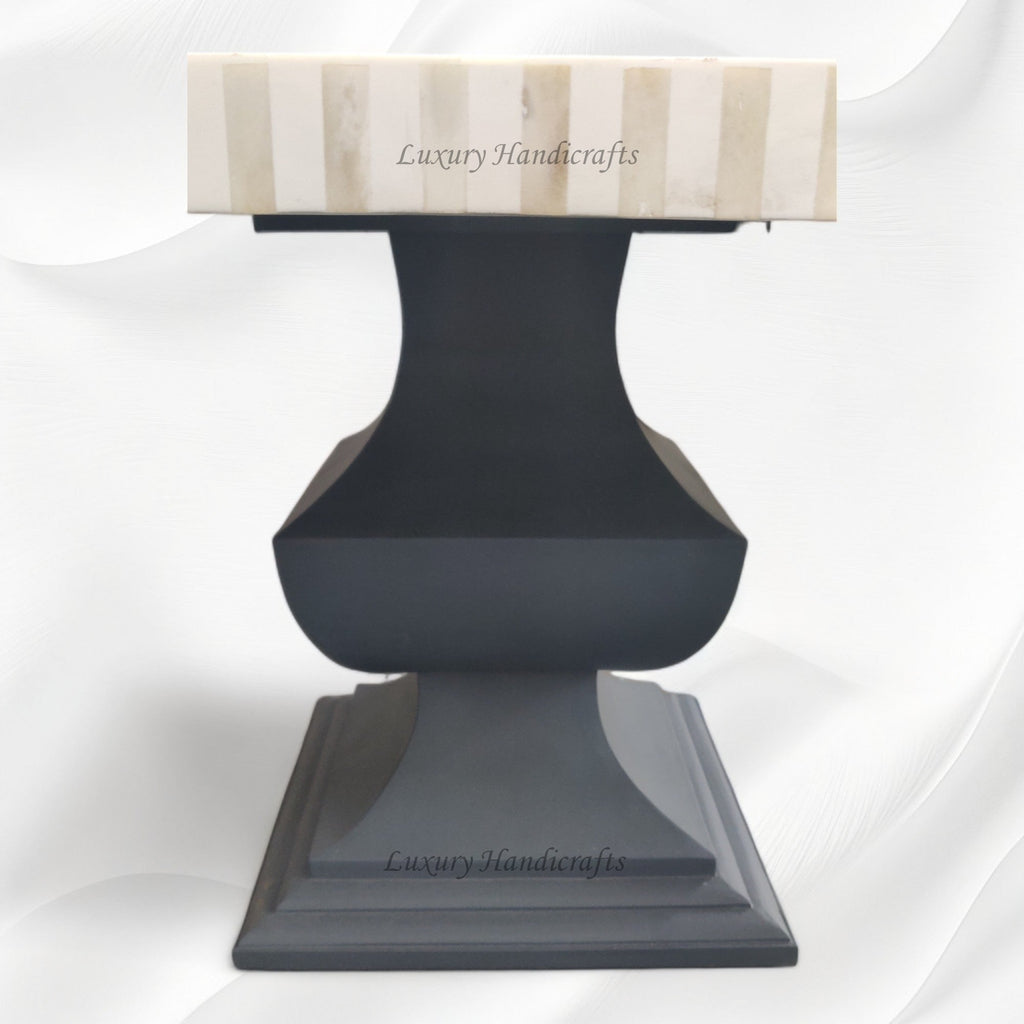 Sara Optical Bone Inlay Dining Table White – Luxury Handicrafts