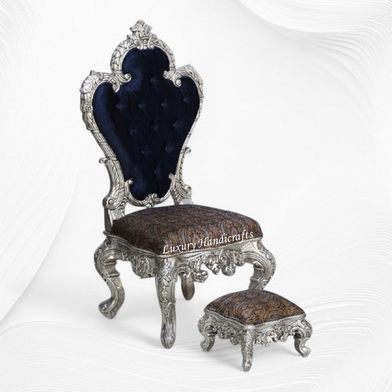 Huyo Silver Chair with Ottoman – Luxury Handicrafts