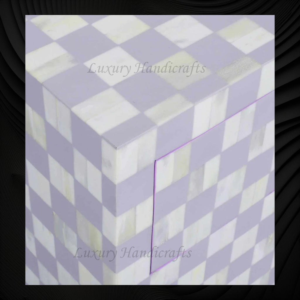 Bone Inlay Checkerboard Bedside Lilac – luxuryhandicrafts.in