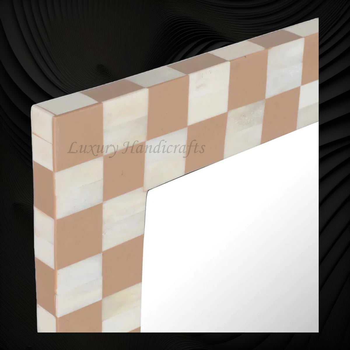 Bone Inlay Checkerboard Mirror Almond – Luxury Handicrafts