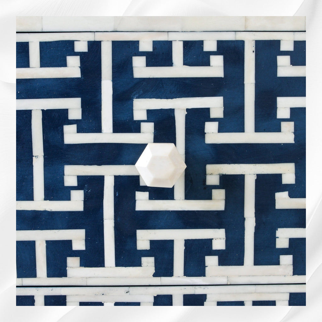 Tetris Bone Inlay 3 Drawer Dresser Indigo – luxuryhandicrafts.in