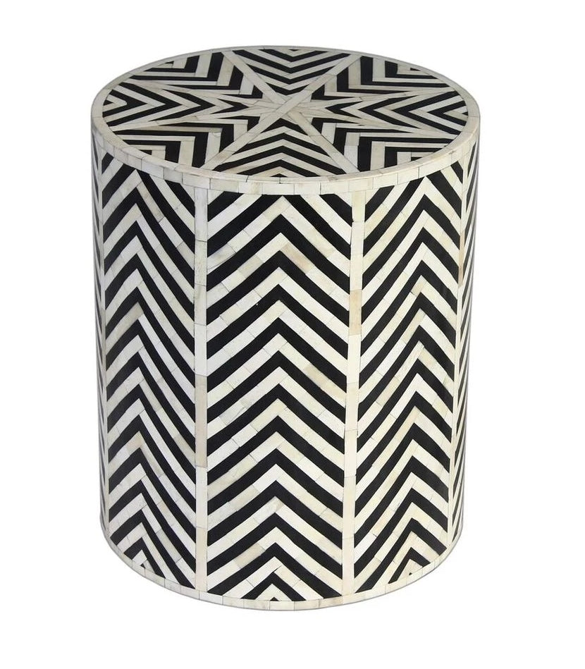 Chevron Bone Inlay Stool Black – Luxury Handicrafts