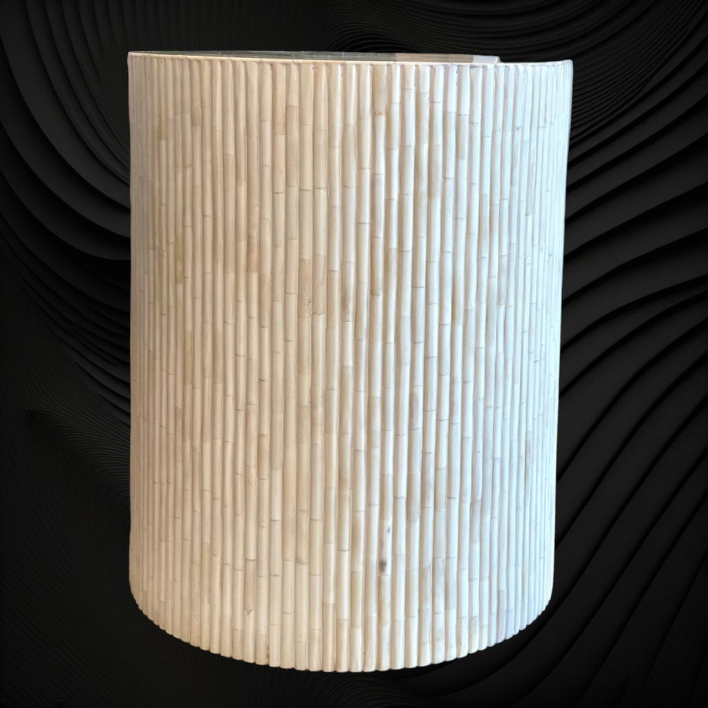 Fluted Bone Inlay Round Side Table – luxuryhandicrafts.in