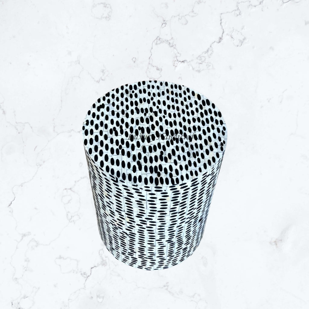 FUSION Full Bone Inlay Round Side Table Black – Luxury Handicrafts