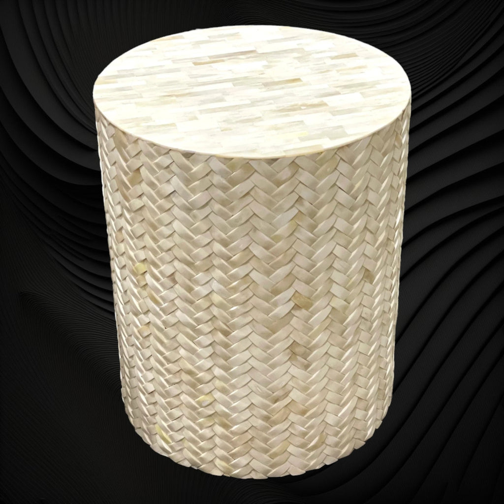 Herringbone Bone Inlay Round Side Table – luxuryhandicrafts.in