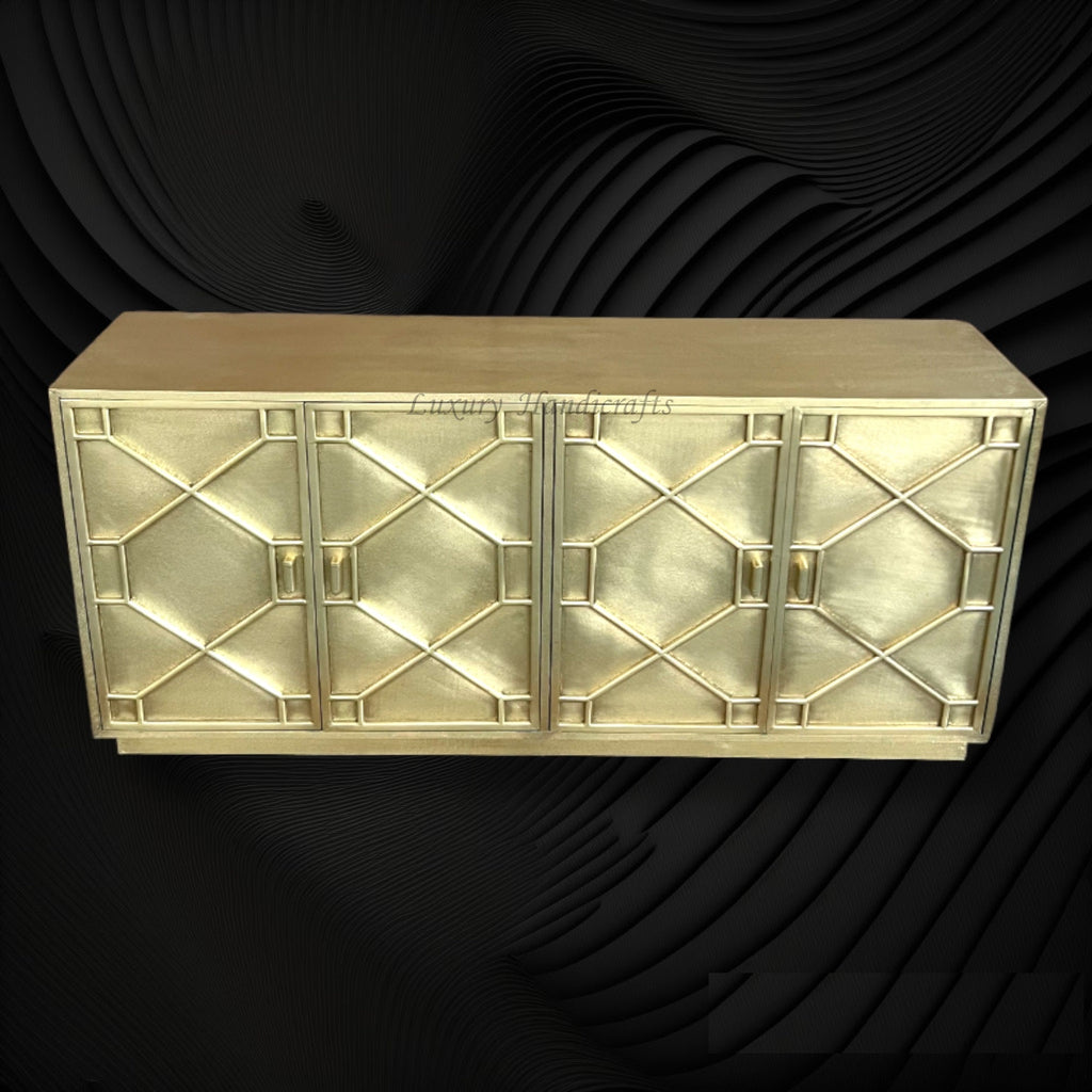 Hollywood Regency Brass Embossed 4 Door Cabinet – luxuryhandicrafts.in