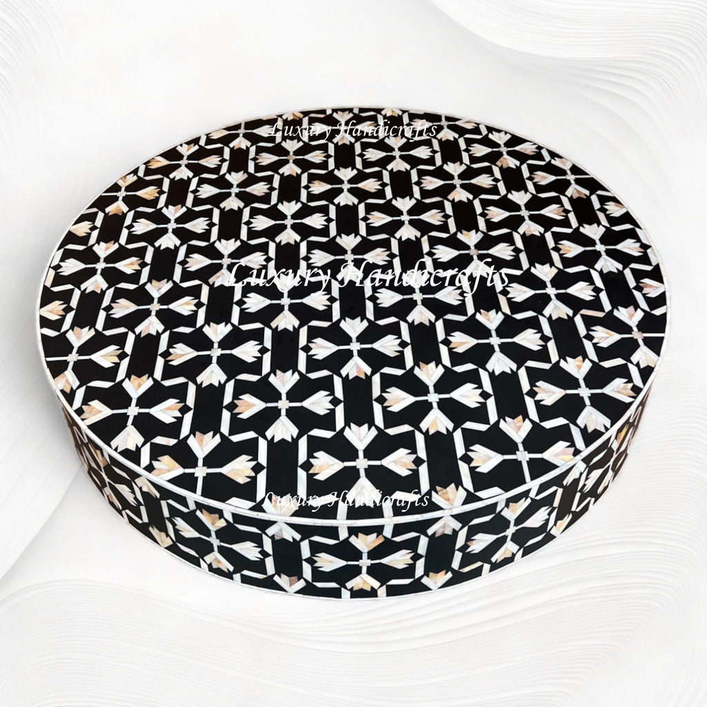 MOP Inlay Lotus Coffee Table Black – Luxury Handicrafts
