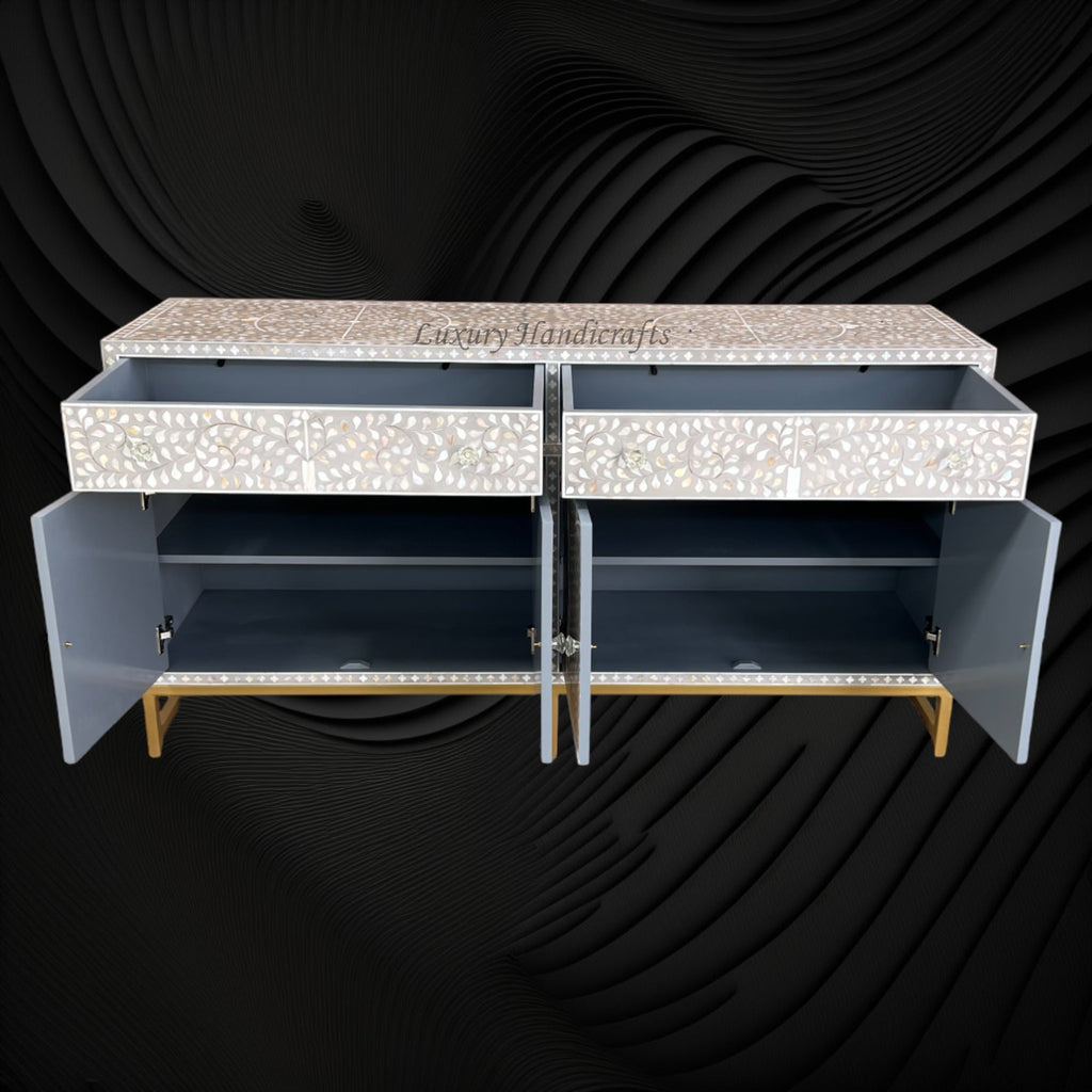 MOP Inlay Scroll Vine Buffet Grey – Luxury Handicrafts