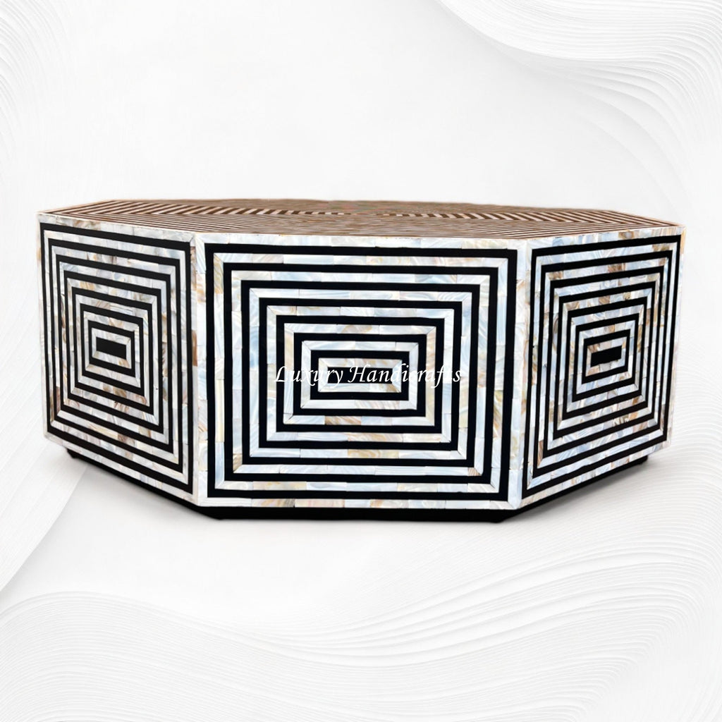 Octagonal MOP Inlay Coffee Table Black – Luxury Handicrafts