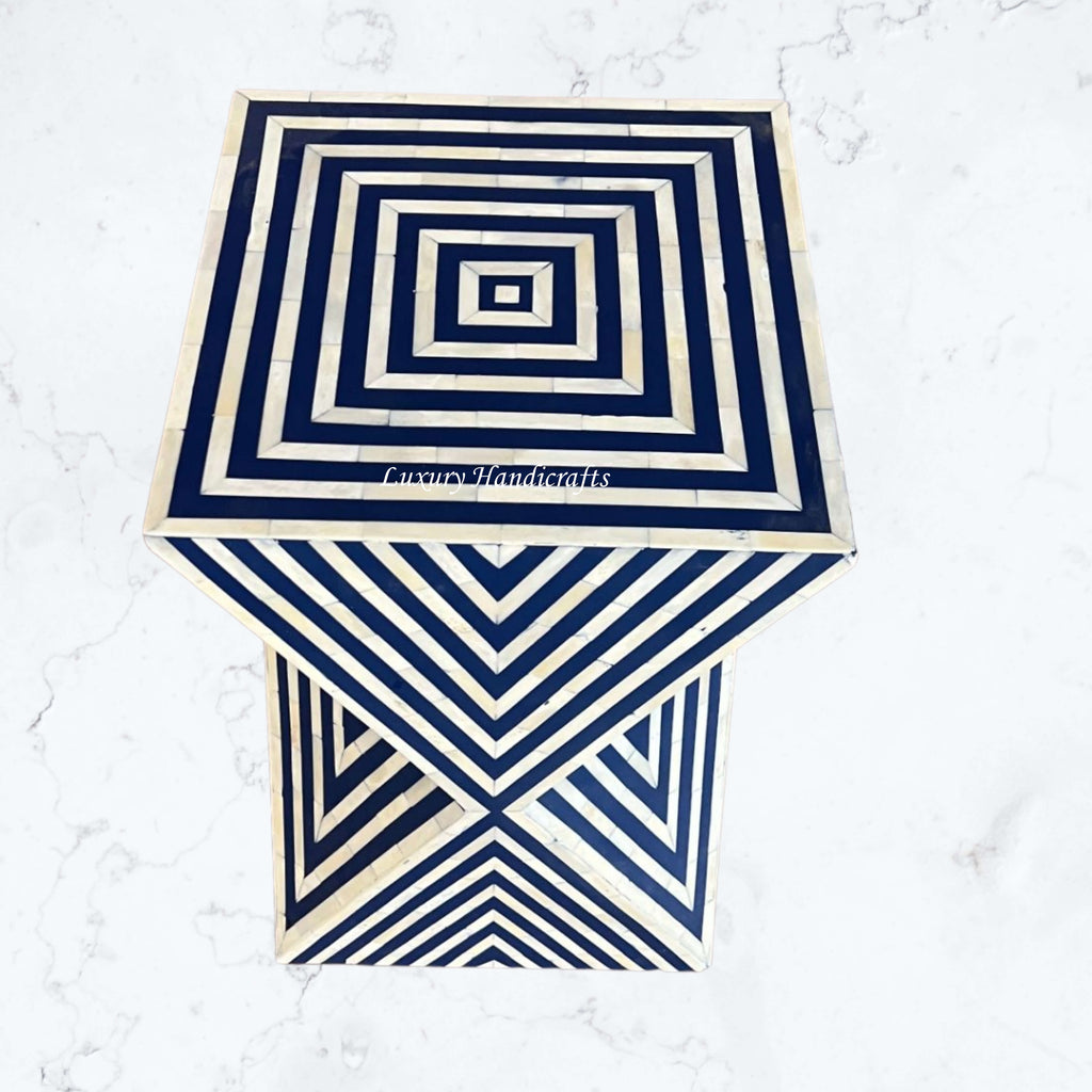 Riley Bone Inlay Side Table Blue – Luxury Handicrafts
