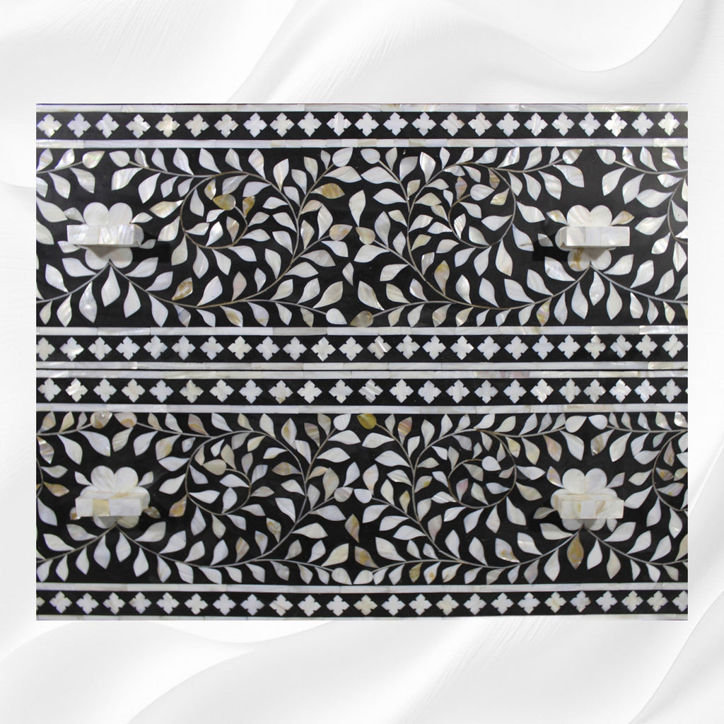 Shamiana MOP Inlay Chest of 2 Drawers Black – luxuryhandicrafts.in