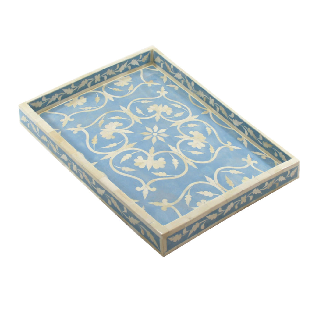 Bone Inlay Flower Tray Sky Blue – luxuryhandicrafts.in