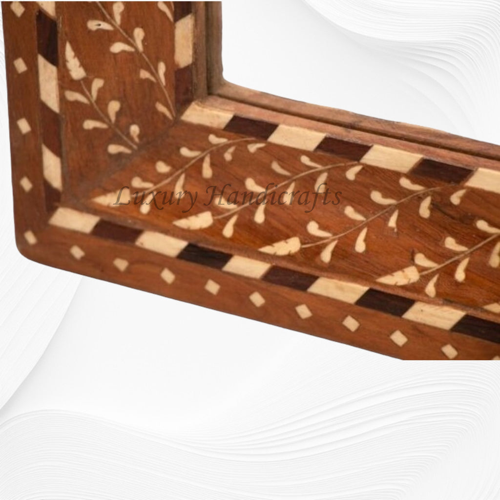 Teakwood Bone Inlaid Mirror Brown – Luxury Handicrafts