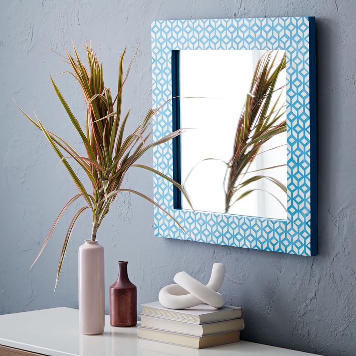 Diamond Bone Inlay Mirror Blue – Luxury Handicrafts