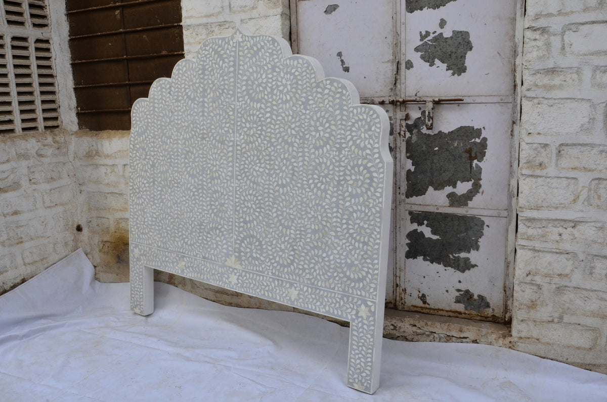 Floral Bone Inlay Headboard Grey – luxuryhandicrafts.in