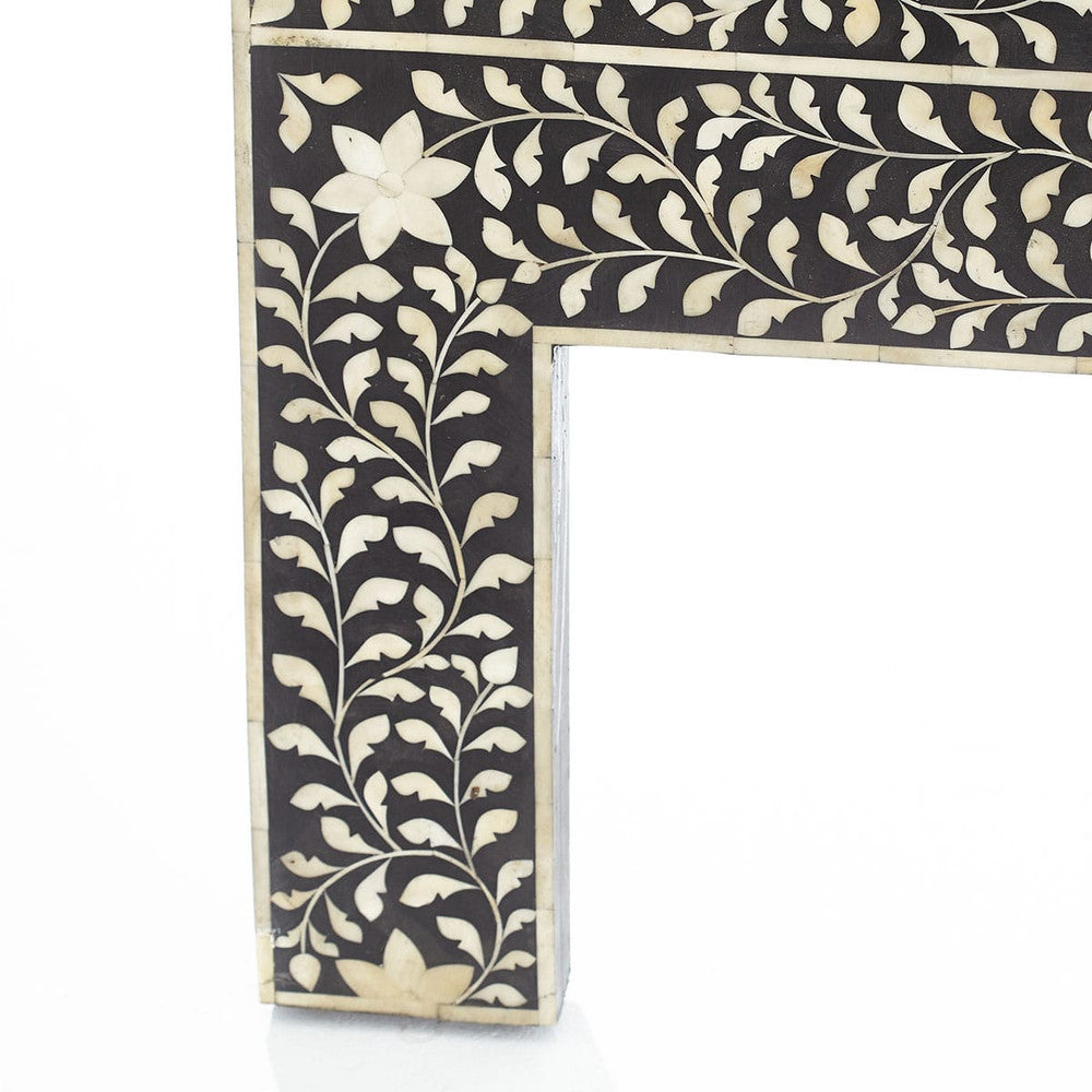 Floral Bone Inlay Headboard Black – luxuryhandicrafts.in
