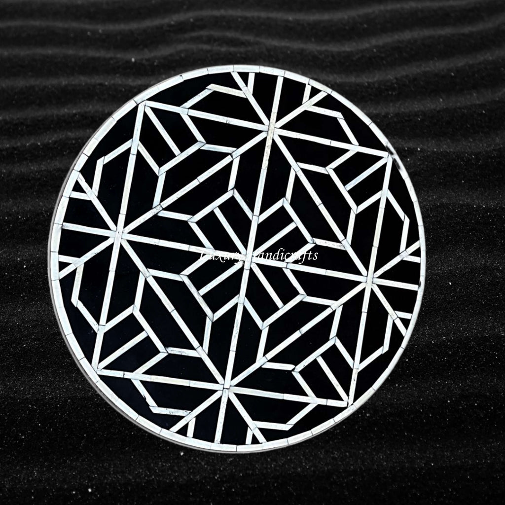 FUSION Geometric Bone Inlay Round Side Table – luxuryhandicrafts.in