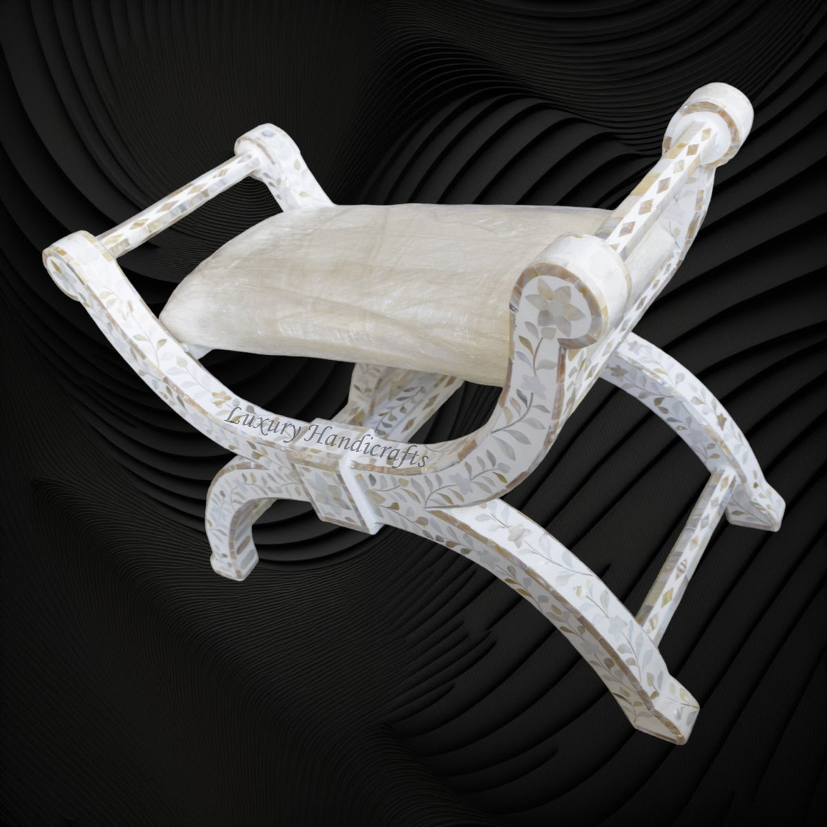 MOP Inlay Jenny Stool Floral Design White – Luxury Handicrafts