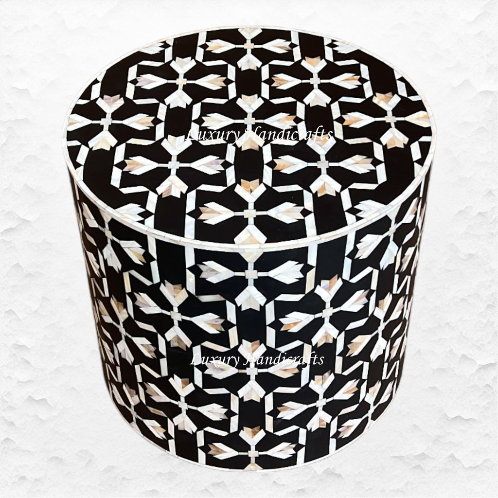MOP Inlay Lotus Accent Table Black – Luxury Handicrafts